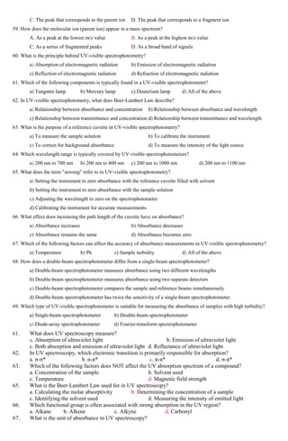 specroscopy question bank.pdf Mass spectrometry,Infrared | PDF