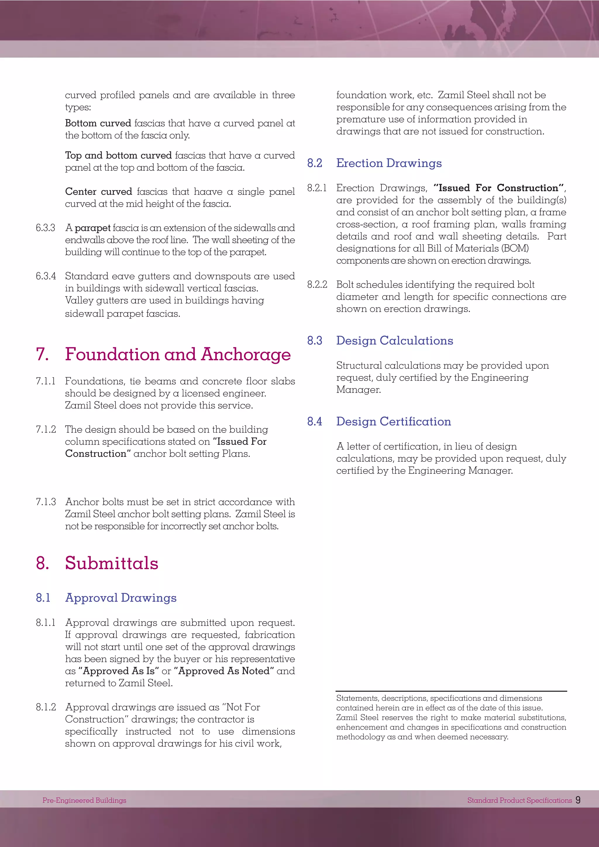 PEB - Standard Product Specifications | PDF