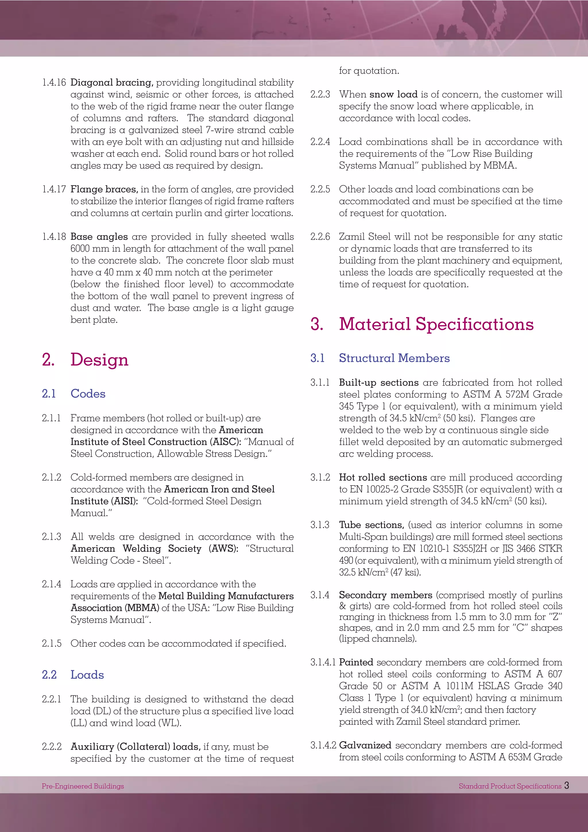 PEB - Standard Product Specifications | PDF