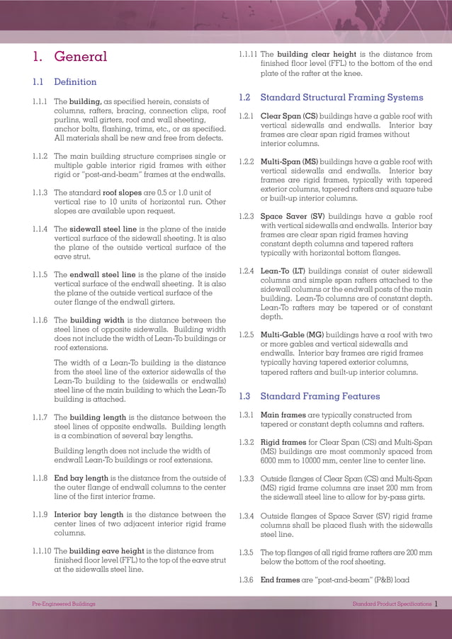 PEB - Standard Product Specifications | PDF