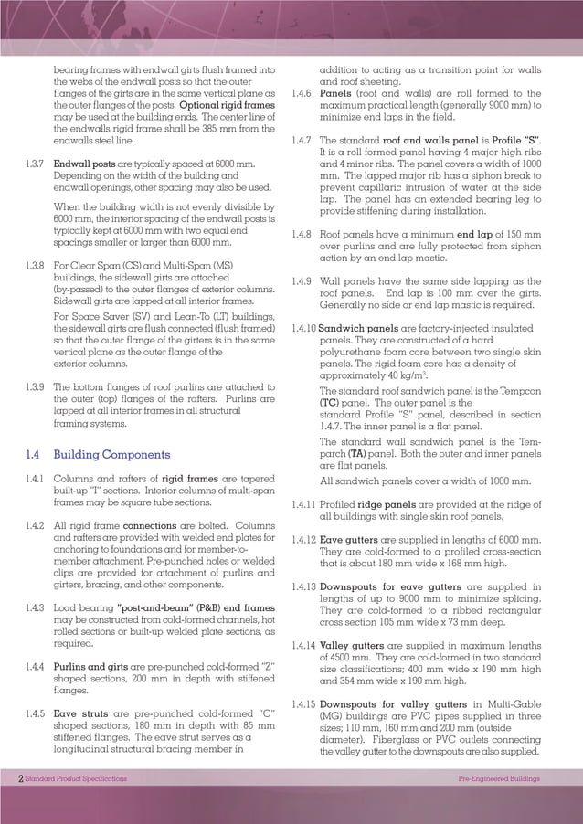 PEB - Standard Product Specifications | PDF