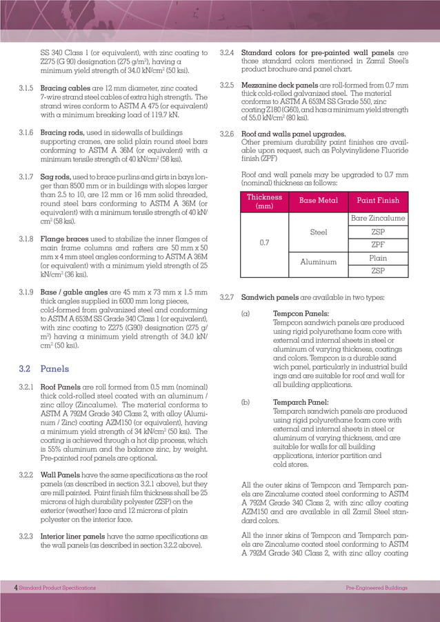 PEB - Standard Product Specifications | PDF