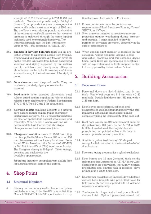 PEB - Standard Product Specifications | PDF