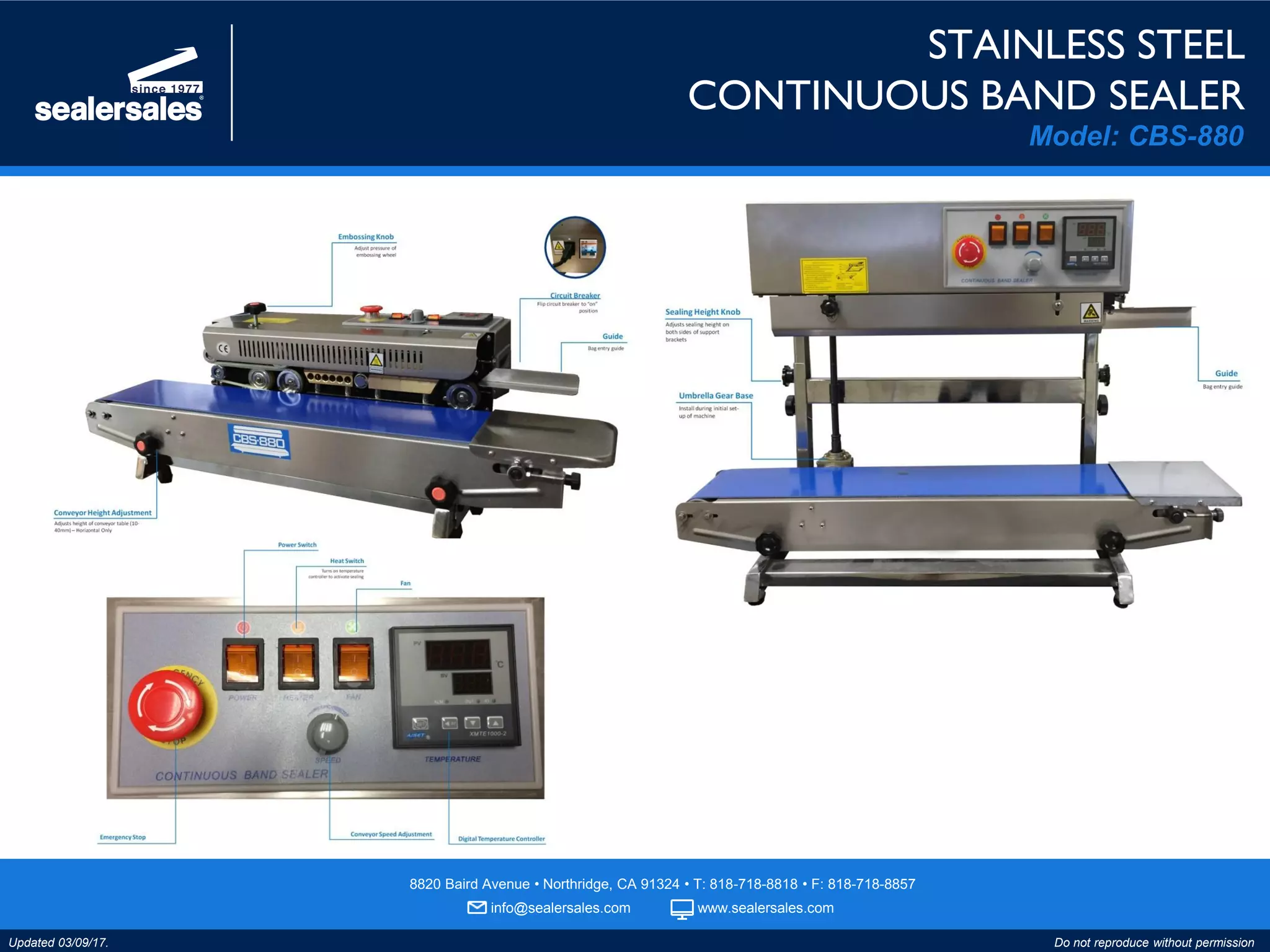 CBS-880 Band Sealer Specsheet | PDF