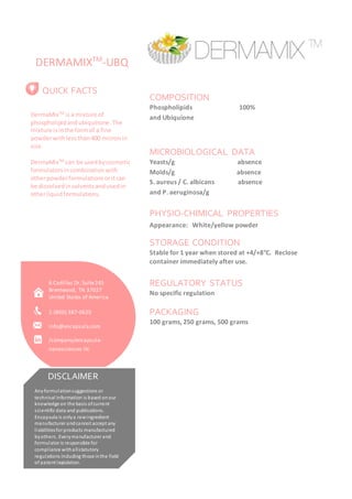 Product Spec Sheet DermaMix-Ubq | PDF