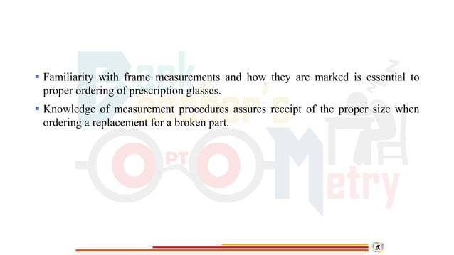 SPECTACLE MARKINGS AND MEASUREMENTS by Optom. Jithin Johney | PPTX