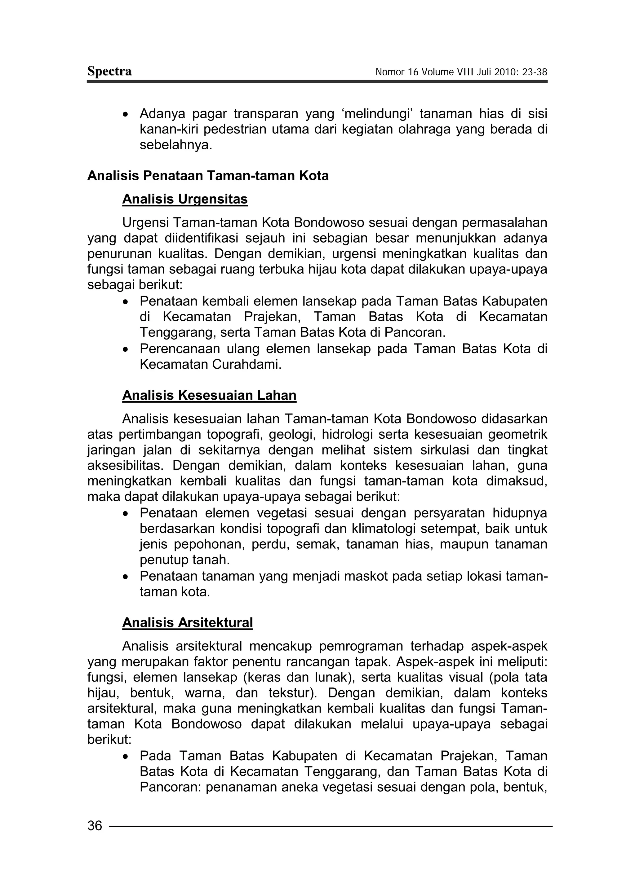 Spectra 16 viii-juli_2010 jurnal | PDF