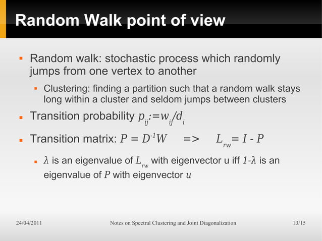 Notes On Spectral Clustering Ppt