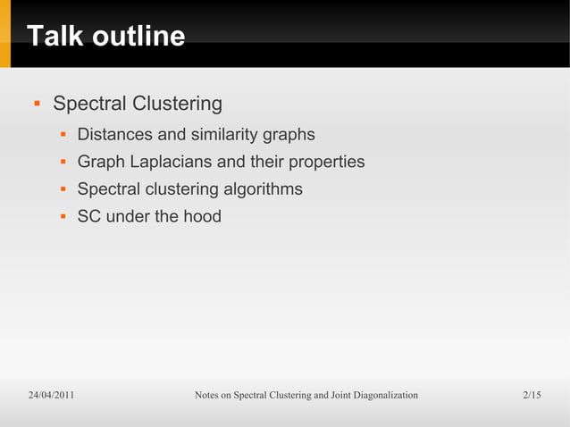 Notes On Spectral Clustering Ppt
