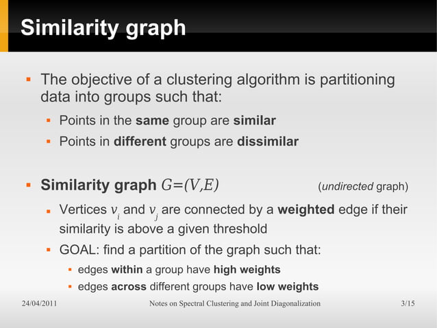 Notes On Spectral Clustering Ppt