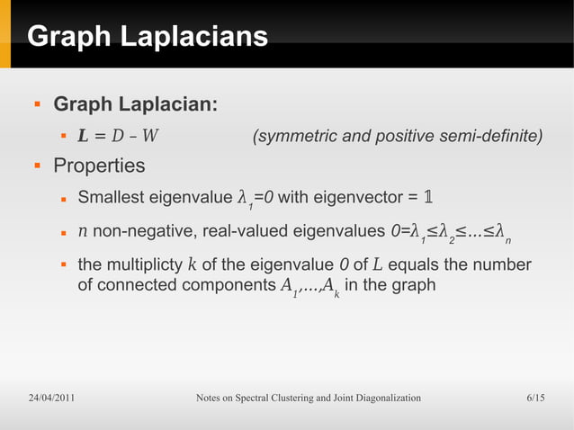 Notes On Spectral Clustering Ppt