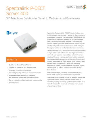 Spectralink ip dect-server400_prdctover_final_100213 | PDF