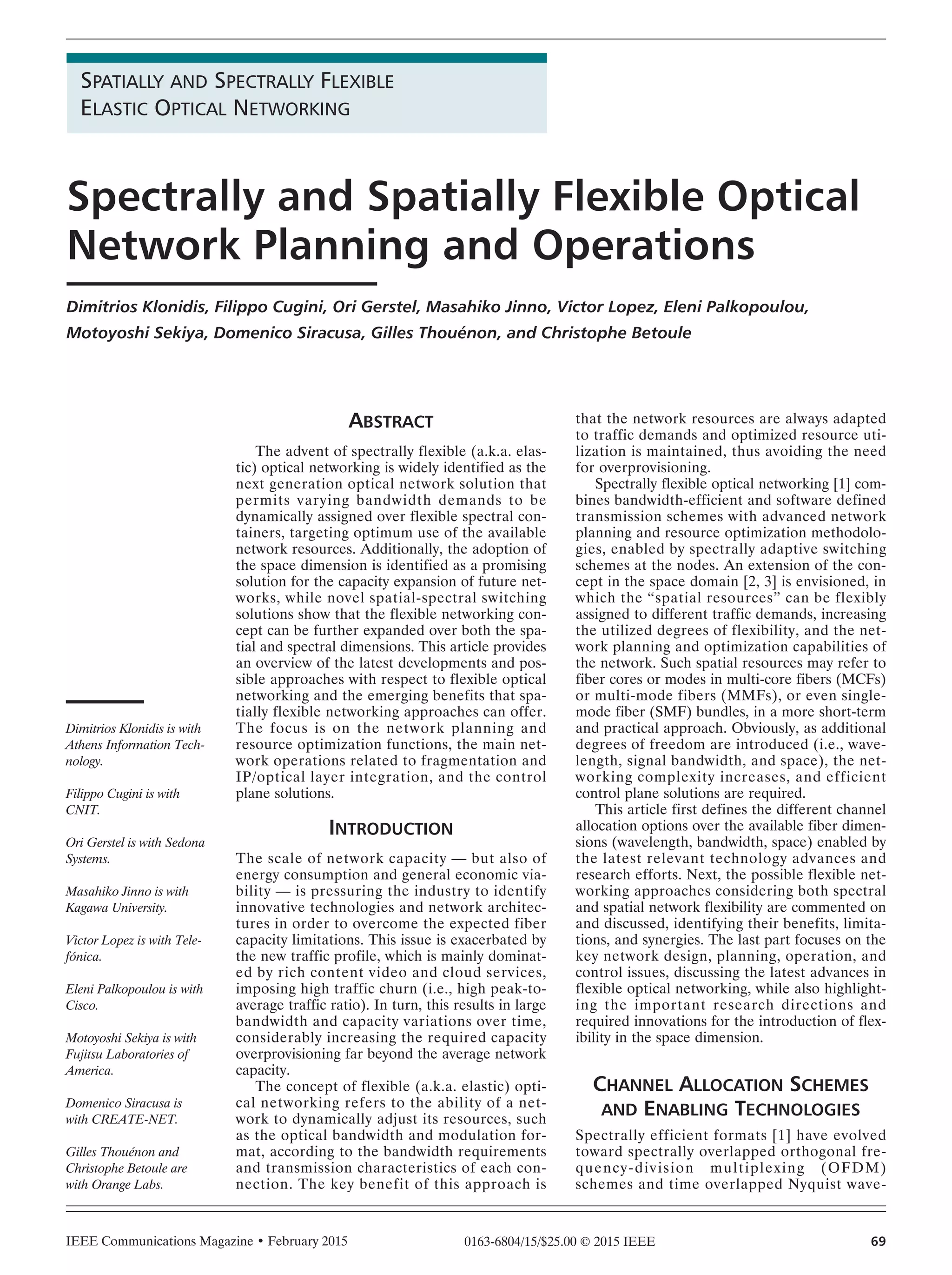 Spectrally and spatially flexible optical network planning | PDF