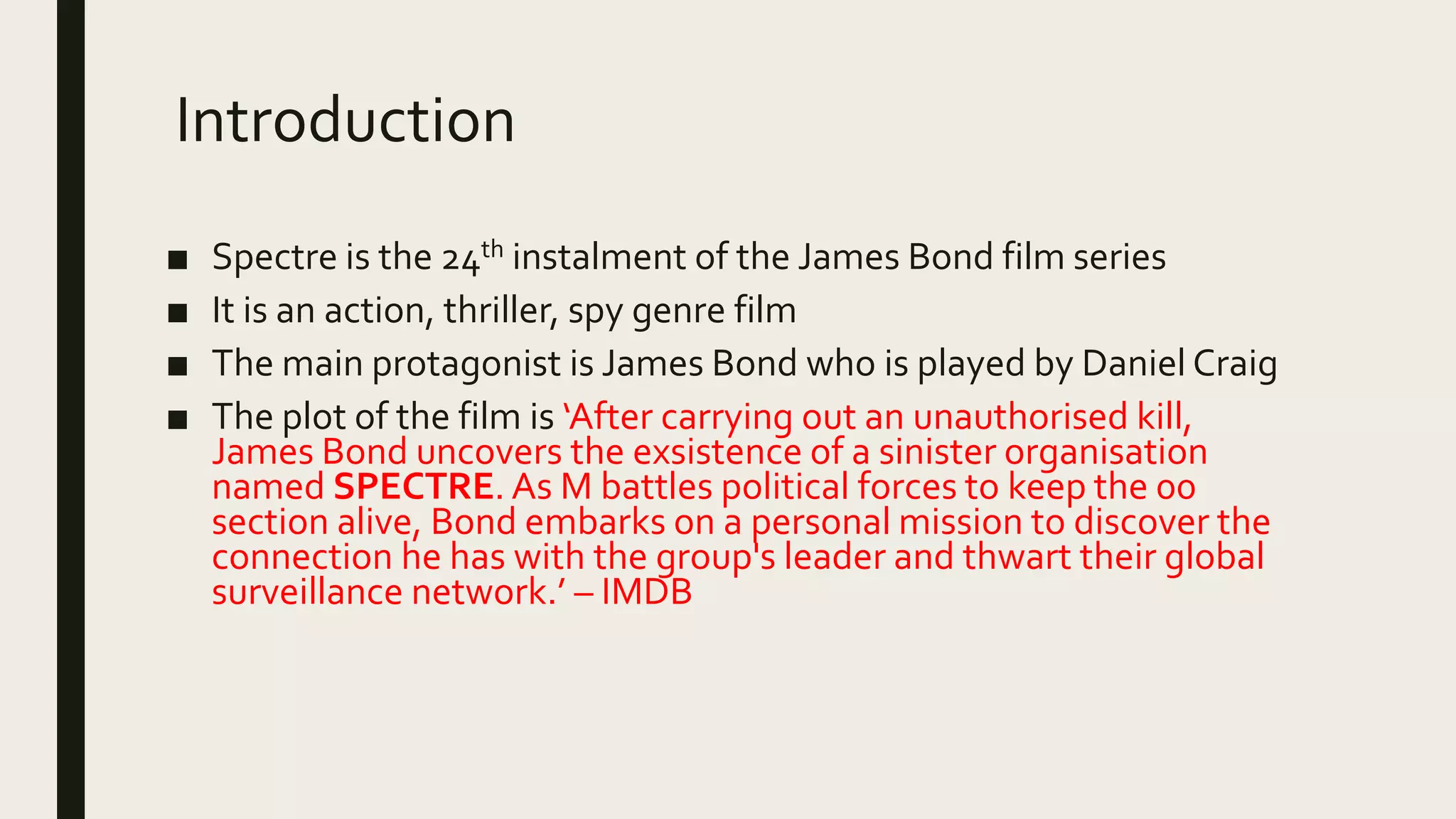 spectre opening sequence analysis | PPTX
