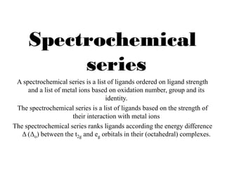 Spectrochemical series | PDF | Chemistry | Science