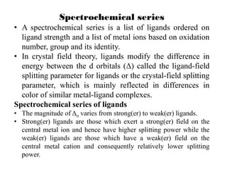 Spectrochemical series | PDF | Chemistry | Science