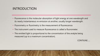 SPECTROFLUORIMETRY.pptx instrumentation, principle | PPTX