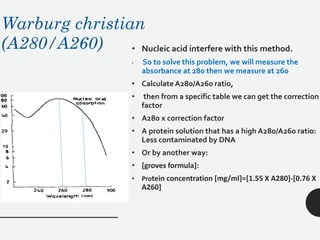 Spectrophotometric methods for determoination of Proteins | PDF