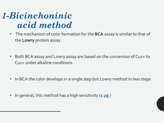 Spectrophotometric methods for determoination of Proteins | PDF