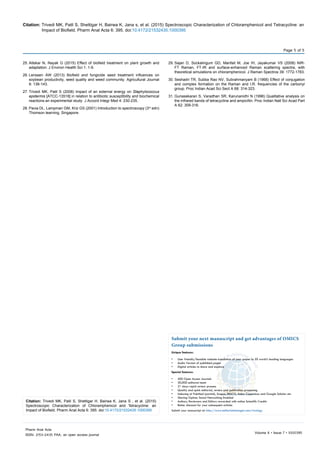 Spectroscopic Characterization of Chloramphenicol and Tetracycline: An ...