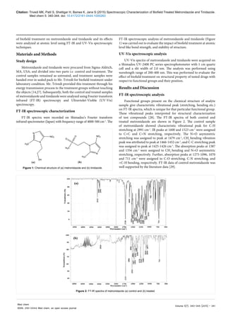 Spectroscopic Characterization of Biofield Treated Metronidazole and Tinidazole | PDF