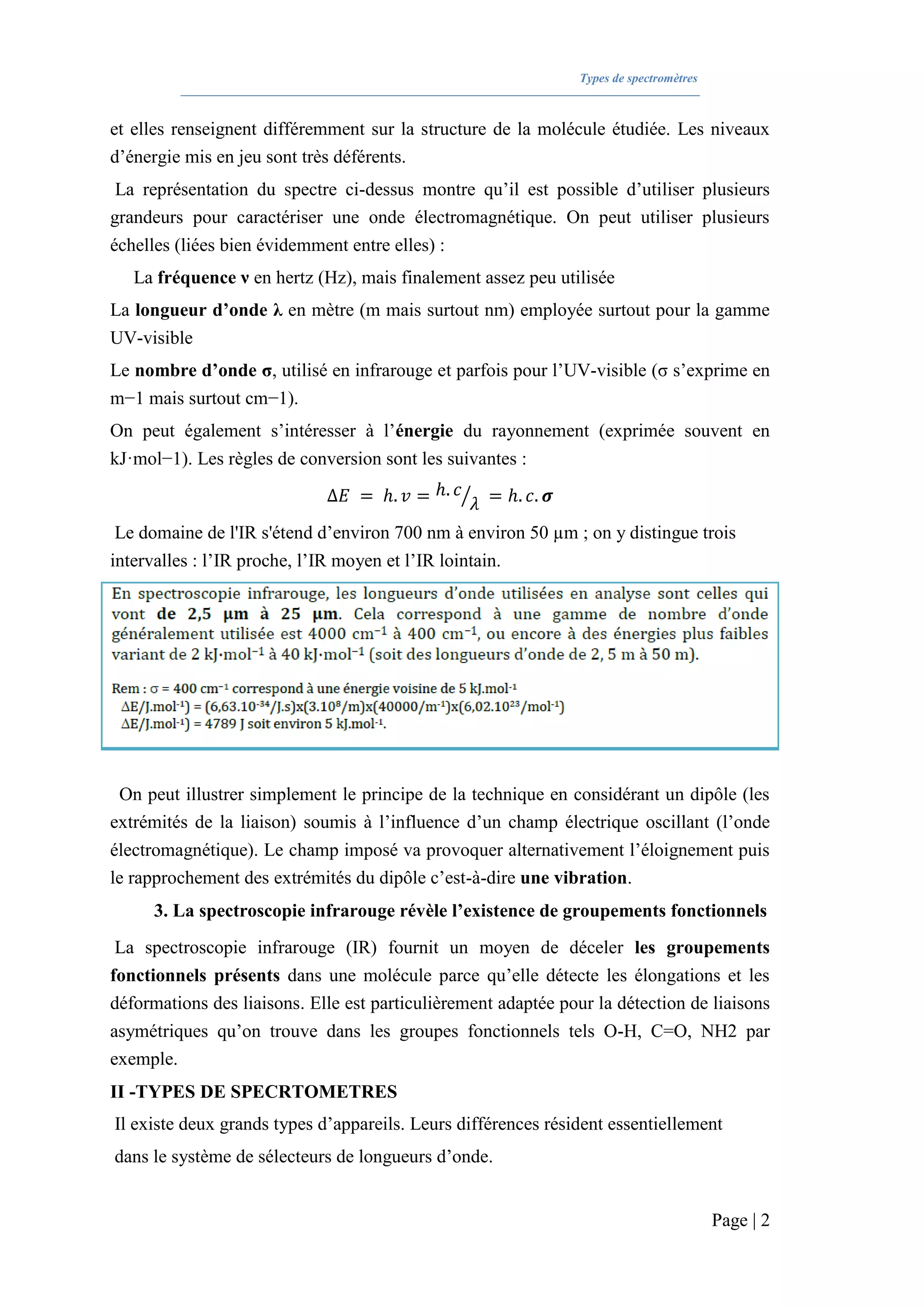 LA SPECTROSCOPIE INFRAROUGE | PDF