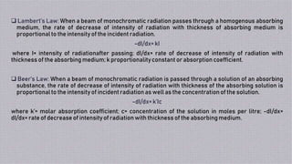 Spectroscopy, UV-VISIBLE spectroscopy, Infrared Spectroscopy, Nuclear ...
