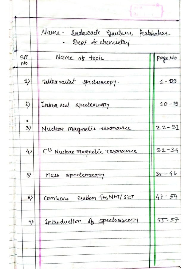 Spectroscopy notes | PDF