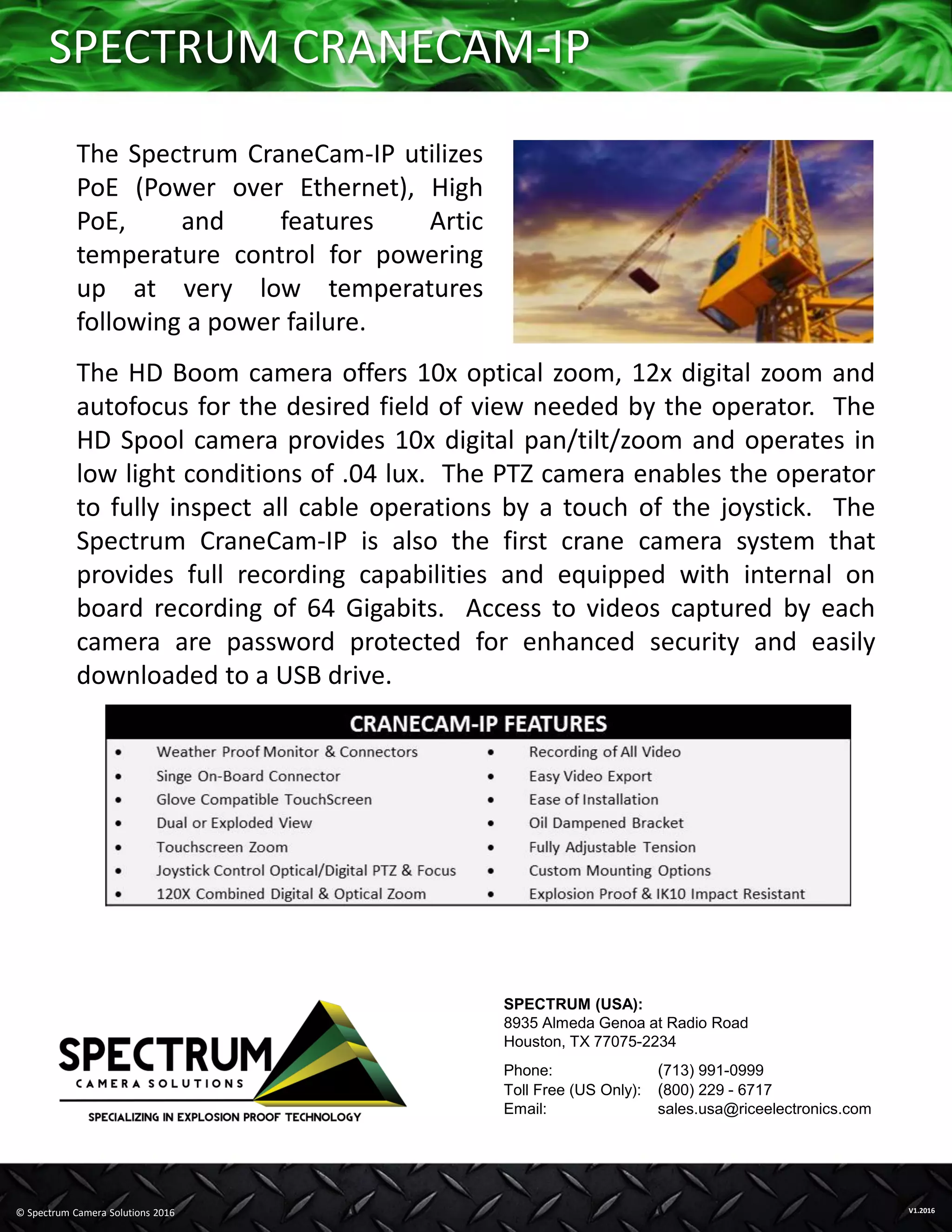Spectrum Crane/Boom Camera Monitoring Solution | PDF