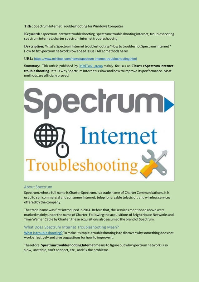 Spectrum Internet Troubleshooting Pdf