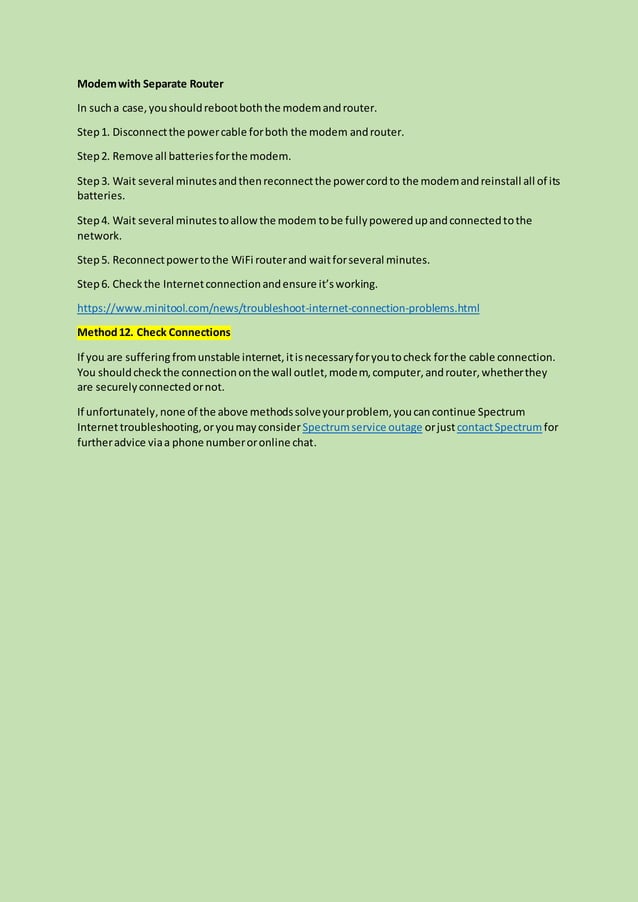 Spectrum Internet Troubleshooting Pdf