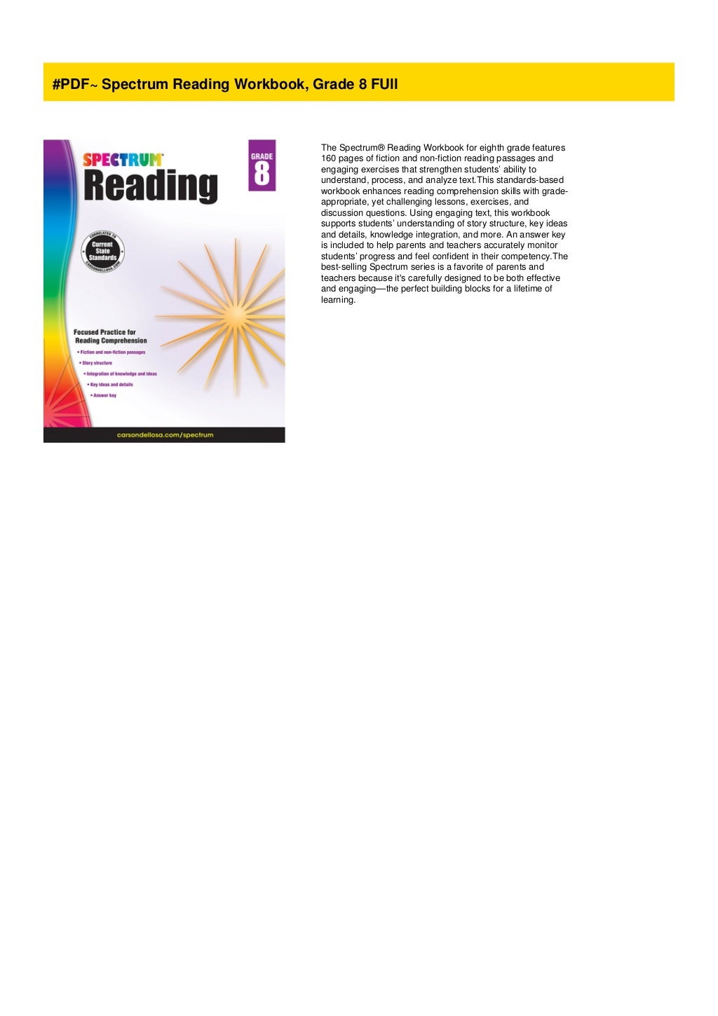 PDF Spectrum Reading Workbook Grade 8 FUll pdf-spectrum-reading-workbook-grade-8-full