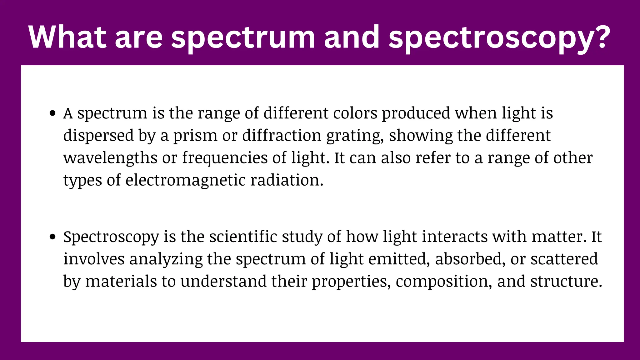Spectrum and the types of spectrum by Jayam chemistry learners | PDF