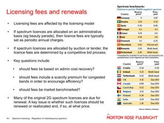 Telecoms spectrum licensing - regulation of radiofrequency spectrum | PDF