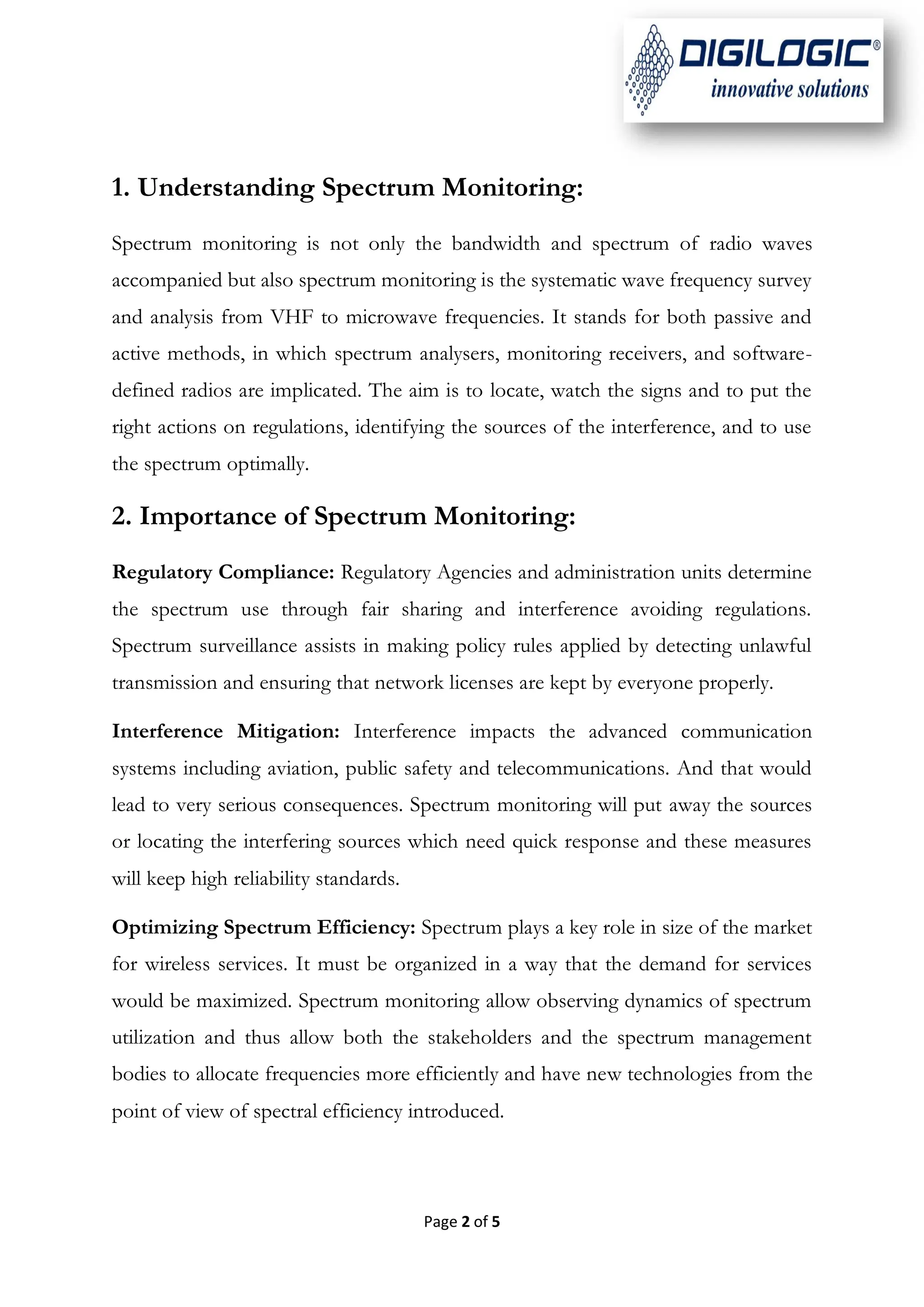 Spectrum Monitoring | Digilogic Systems. | PDF
