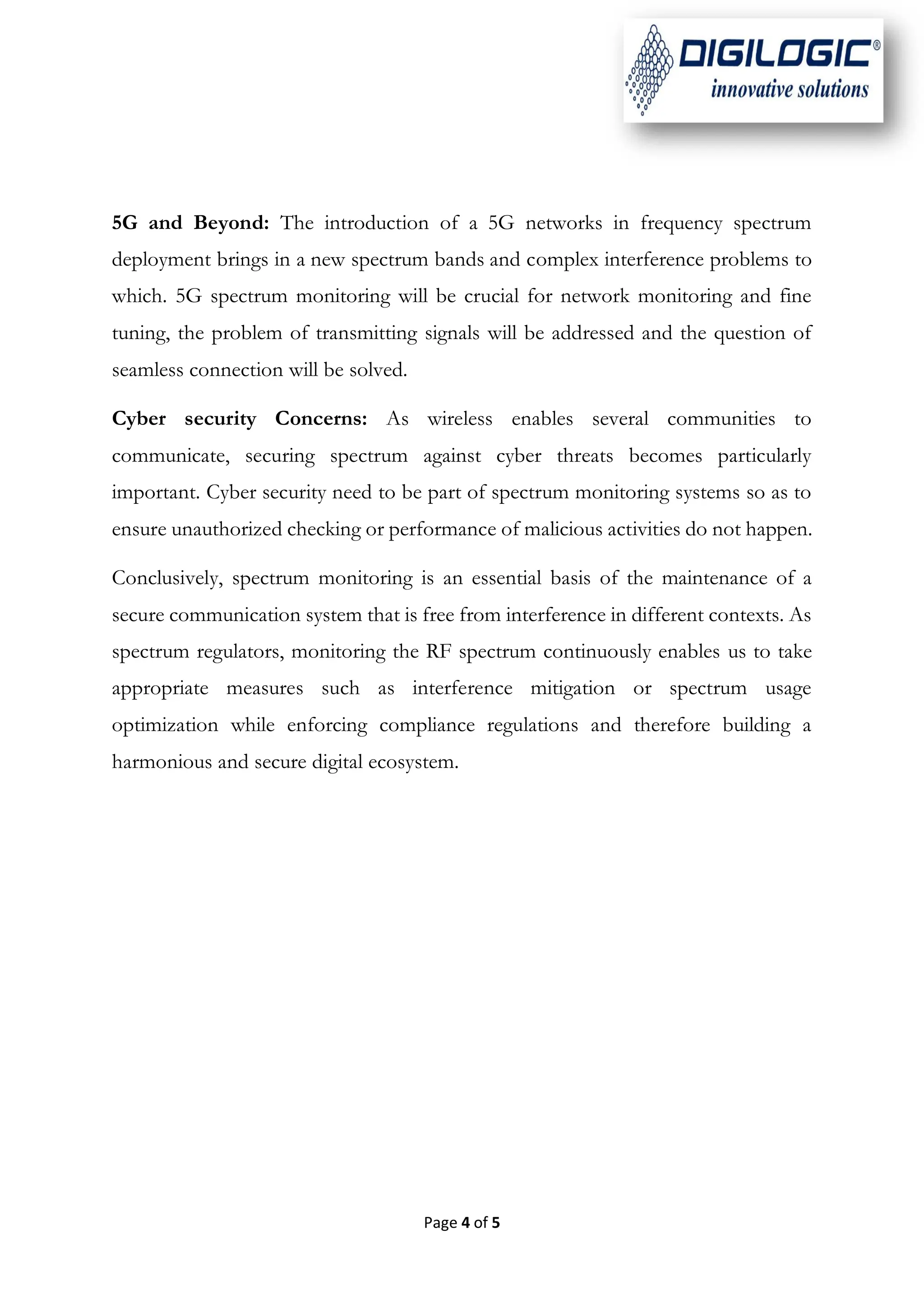 Spectrum Monitoring | Digilogic Systems. | PDF