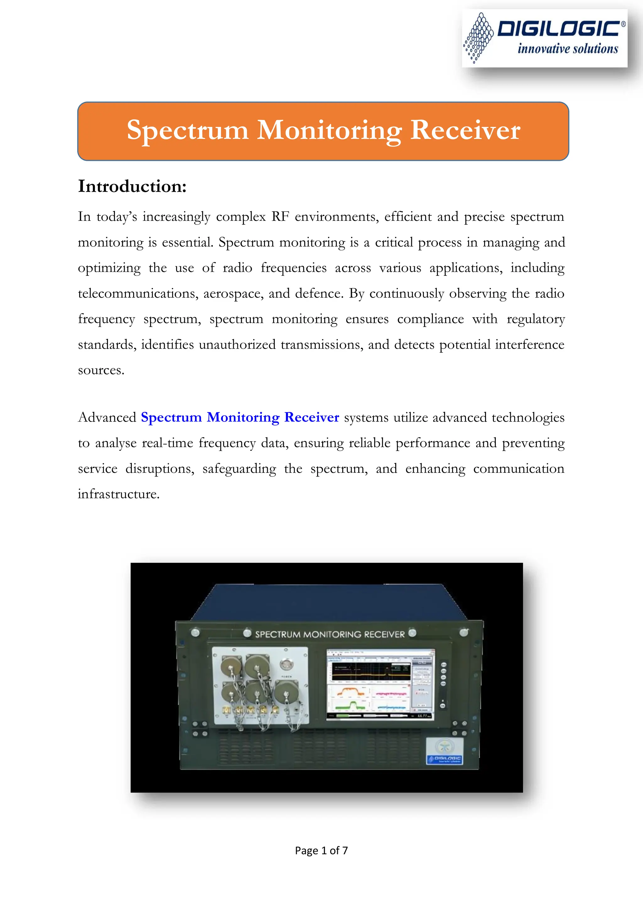Spectrum Monitoring Receiver from Digilogic Systems | PDF