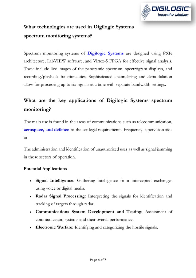 Spectrum Monitoring Receiver from Digilogic Systems | PDF
