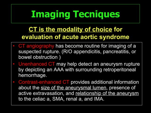 Spectrum Of Ct Findings In Rupture And Impendinging Rupture Of AAA | PPT