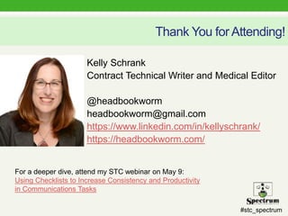 Using Checklists to Increase Productiviity and Consistency in Publication Tasks - Spectrum 2018 ...