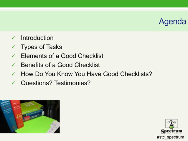 Using Checklists To Increase Productiviity And Consistency In Publication Tasks Spectrum 2018