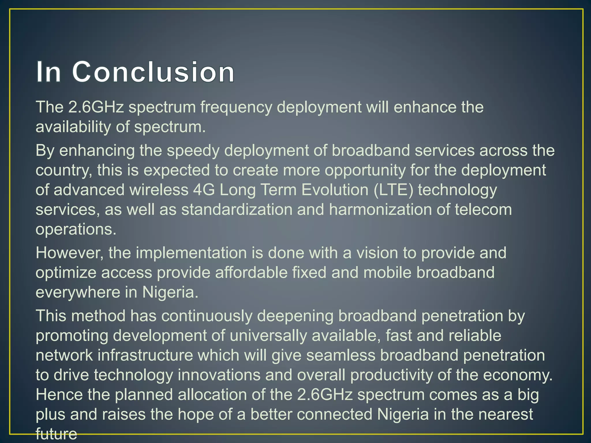 Spectrum trading and backhaul network in nigeria - GSMA project | PPT