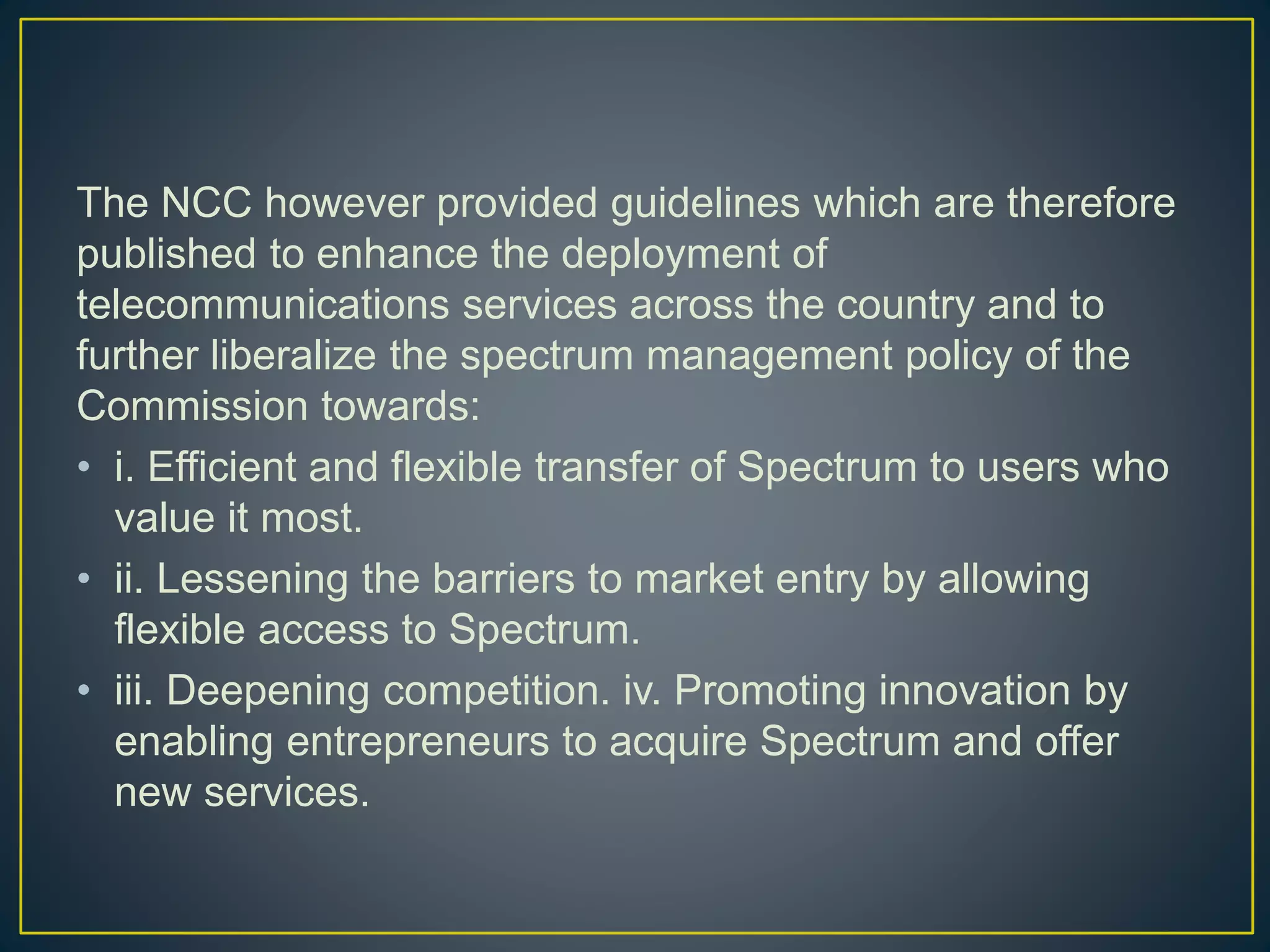 Spectrum trading and backhaul network in nigeria - GSMA project | PPT