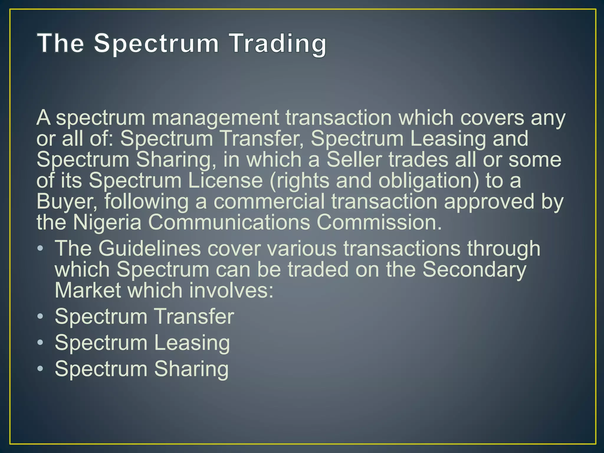 Spectrum trading and backhaul network in nigeria - GSMA project | PPT