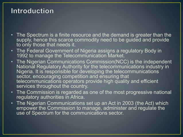Spectrum trading and backhaul network in nigeria - GSMA project | PPT