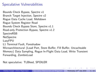 XPDDS19: Speculative Sidechannels and Mitigations - Andrew Cooper ...
