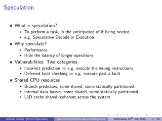 XPDDS19: Speculative Sidechannels and Mitigations - Andrew Cooper ...