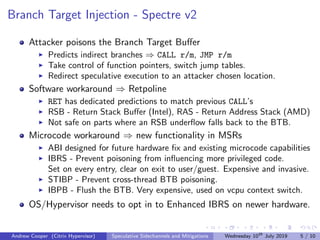 XPDDS19: Speculative Sidechannels and Mitigations - Andrew Cooper ...
