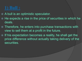 Speculators - Meaning, Types, Speculative Transactions, Advantages and Limitations | PPTX