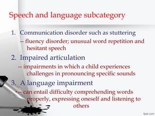 Hearing, Speech and Language Impairment | PPT